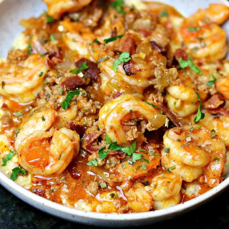 Keto Southern Shrimp and Cauliflower Cheese Grits - Dr. Davinah's Eats