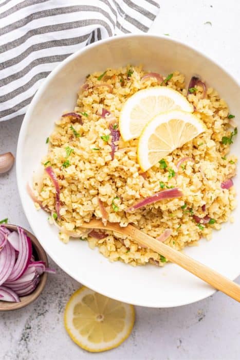 Buttery Cauliflower Rice Pilaf Recipe - Dr. Davinah's Eats