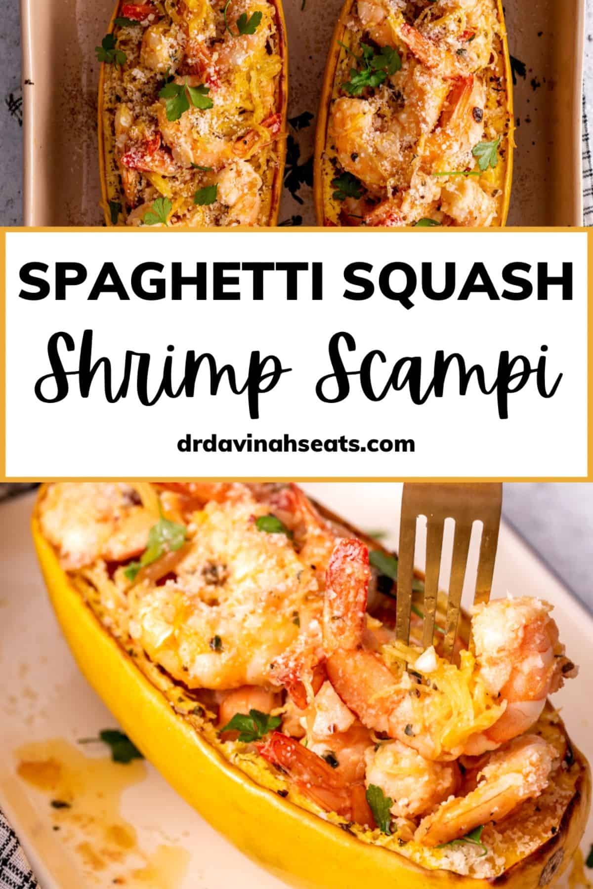 Spaghetti Squash with Shrimp Scampi - Dr. Davinah's Eats